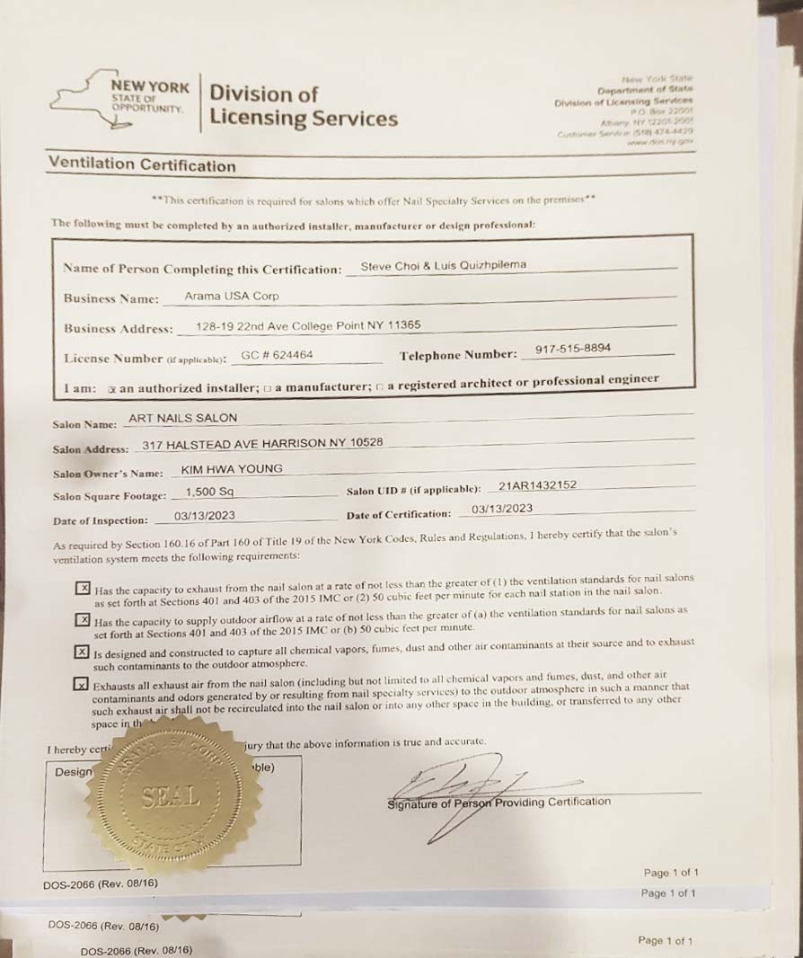 Nail Salon Ventilation System – AK Construction